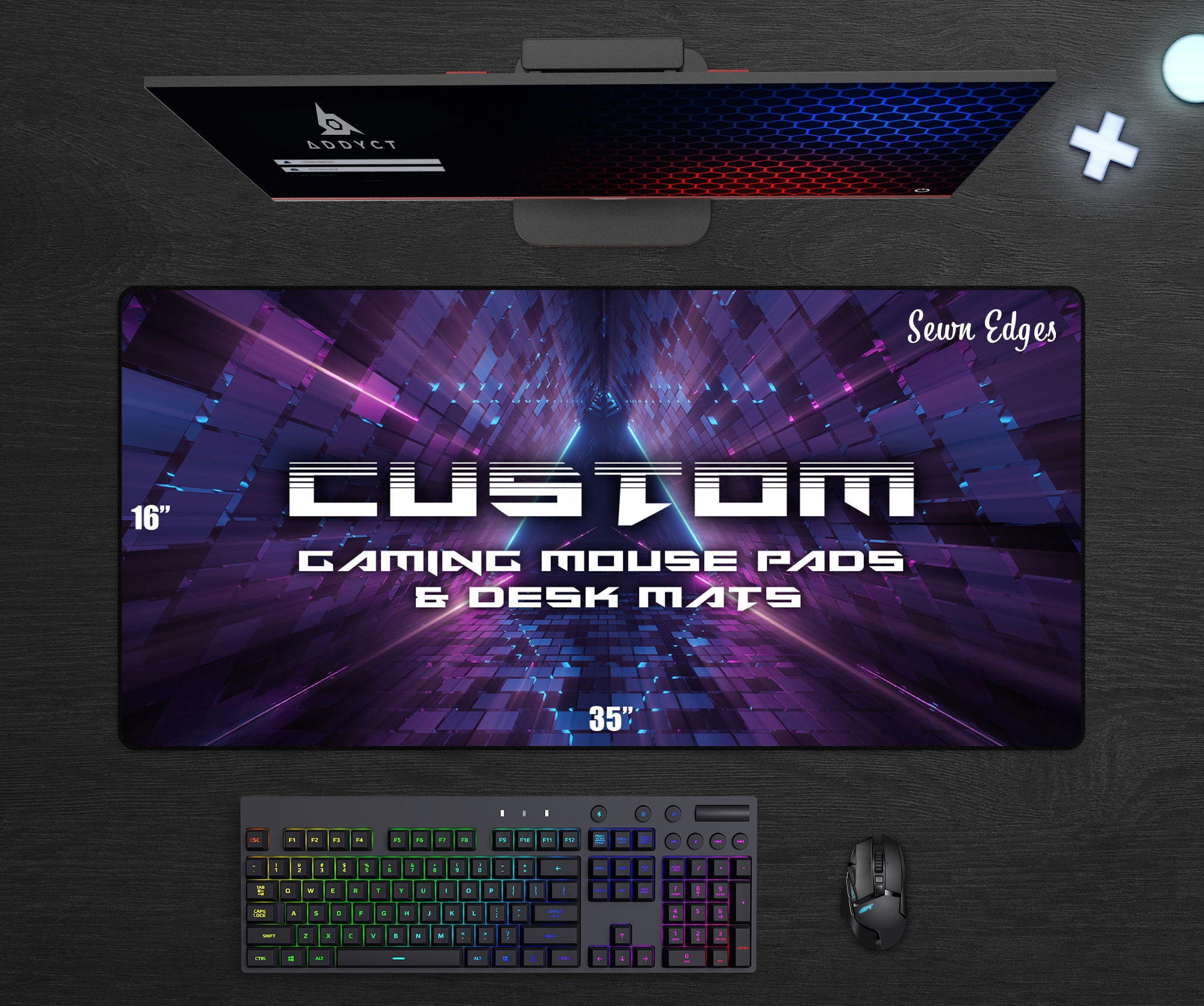 XXL Custom Gaming Mousepad (16x35") | Stitched Edges | Gaming Desk Mat ...