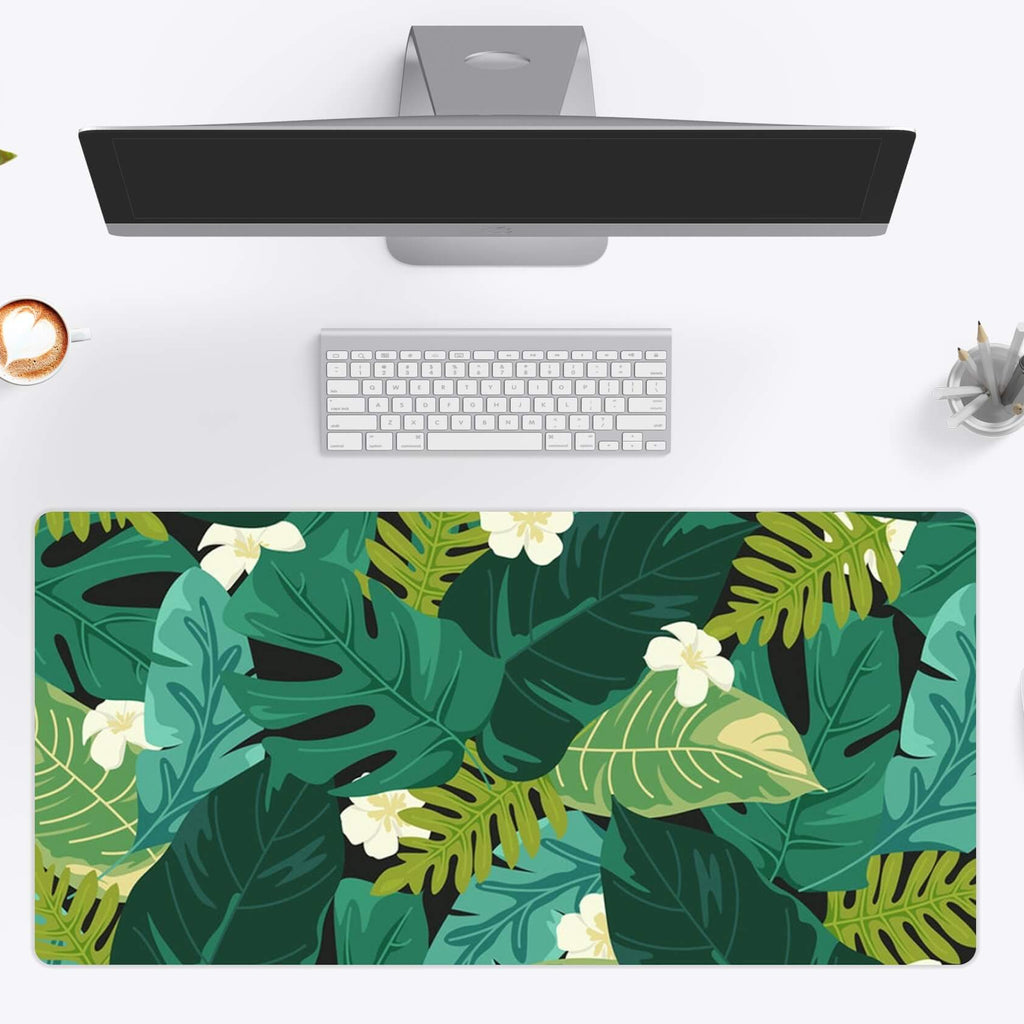 Abstract Green Leaves Desk Mat, Green Desk Pad, Large Mousepad – Love ...