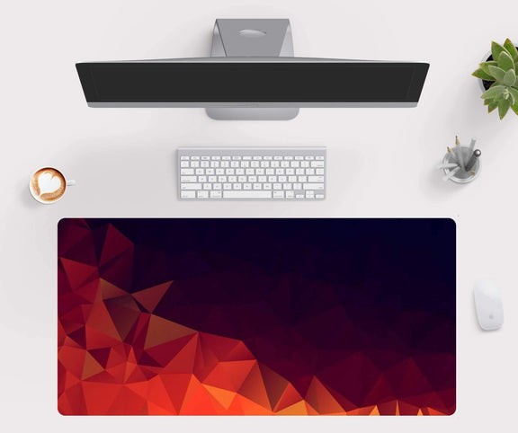 Abstract Polygon Desk Mat, Geometric Orange Desk Mat, Gamer Mousepad ...