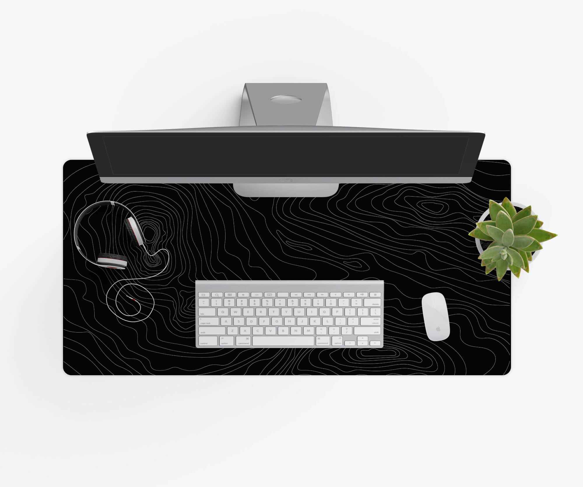 Black Topographic Desk Mat, Black Desk Pad, Gaming Mousepad – Love Desk ...