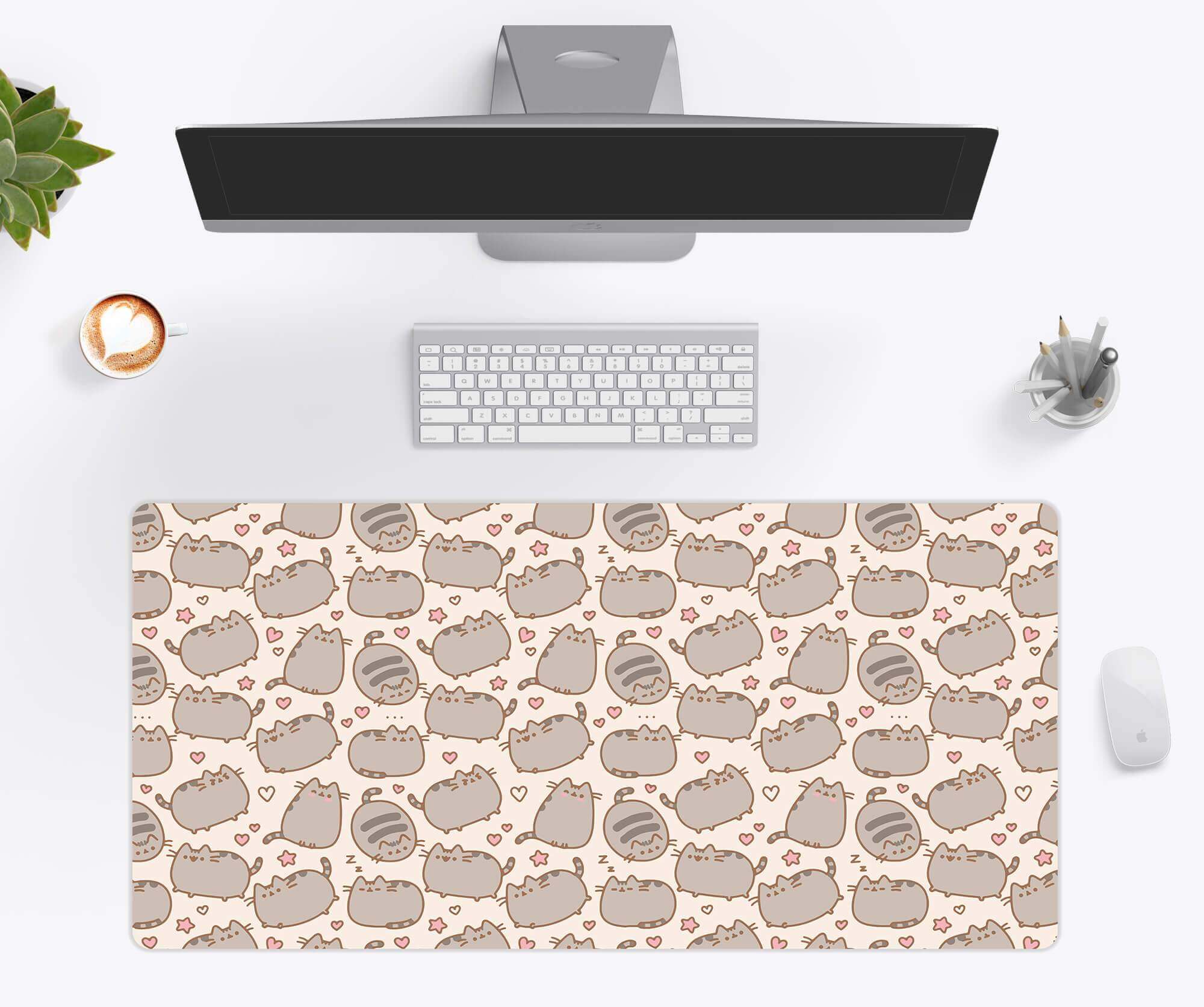 Cute Cartoon Cat Desk Mat – Love Desk Mats