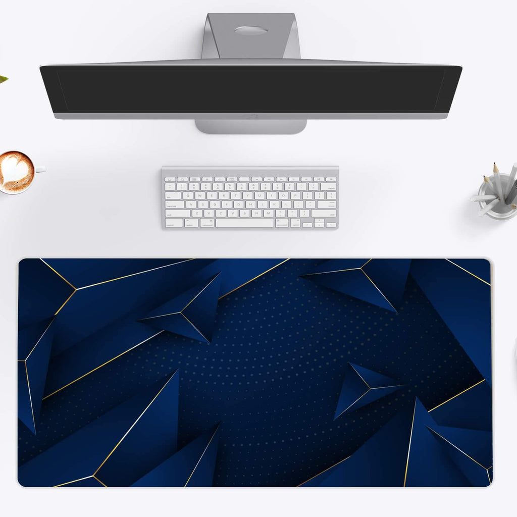 Geometric Blue Gold Desk Mat – Love Desk Mats